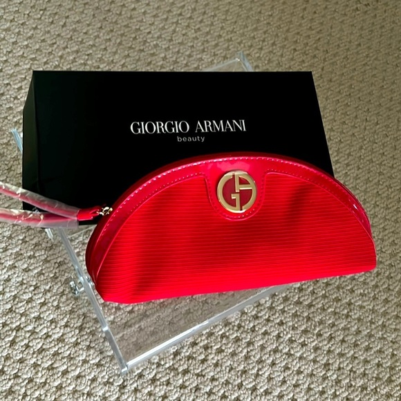 Giorgio Armani | Bags | Giorgio Armani Beauty Red Oval Pouch Large ...